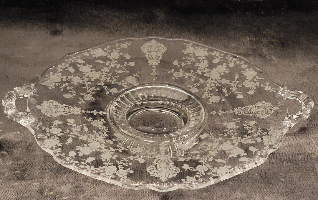 Cambridge Rose Point Clear Footed Bon Bon Plate - Etsy