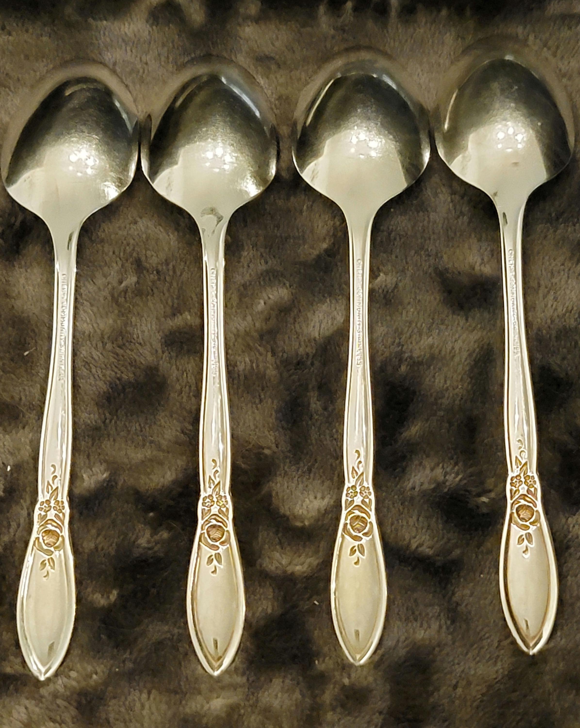 Set of 4 Oneida Spring Rose Glossy Teaspoons - Etsy
