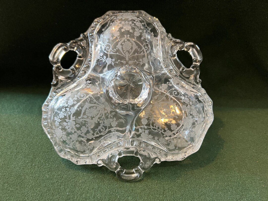 Cambridge Rose Point Covered 3 Section Candy Dish - Etsy