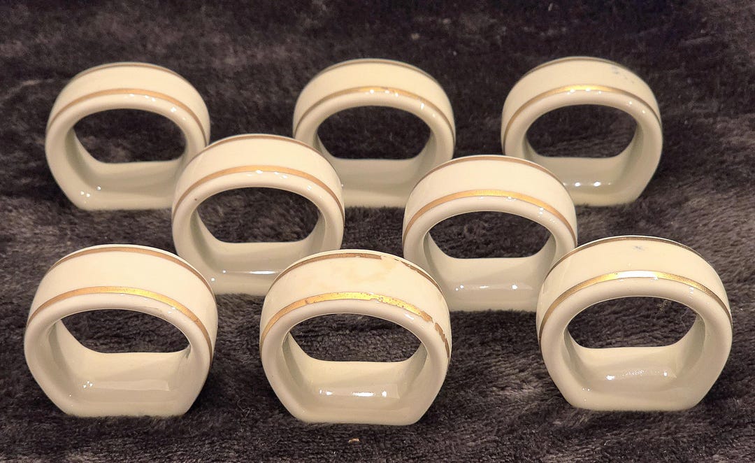 Set of 8 Gorham Ceramic Napkin Rings With Gold Trim - Etsy