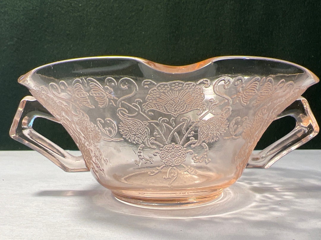 Pink Depression Florentine Poppy Ruffled Cream Soup or Nut Dish - Etsy
