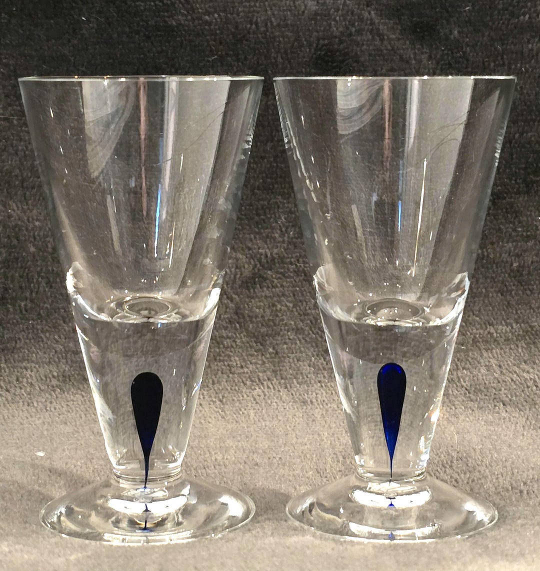 Set of 2 Orrefors Intermezzo Blue Blown Schnapps Glasses - Etsy