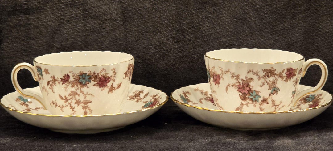 Set of 2 Minton Ancestral With Gold Trim Cup & Saucer Sets - Etsy