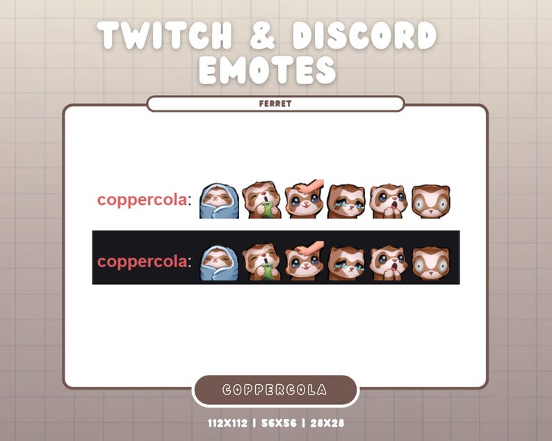 CUTE FERRET EMOTES | Twitch & Discord | Cute, Kawaii, Chibi | 6 Emote ...
