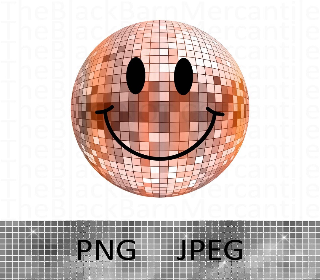 Retro Smiley Face Disco Ball, Sublimation Design, Copper, Printable ...