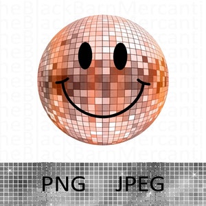 Retro Smiley Face Disco Ball, Sublimation Design, Copper, Printable ...