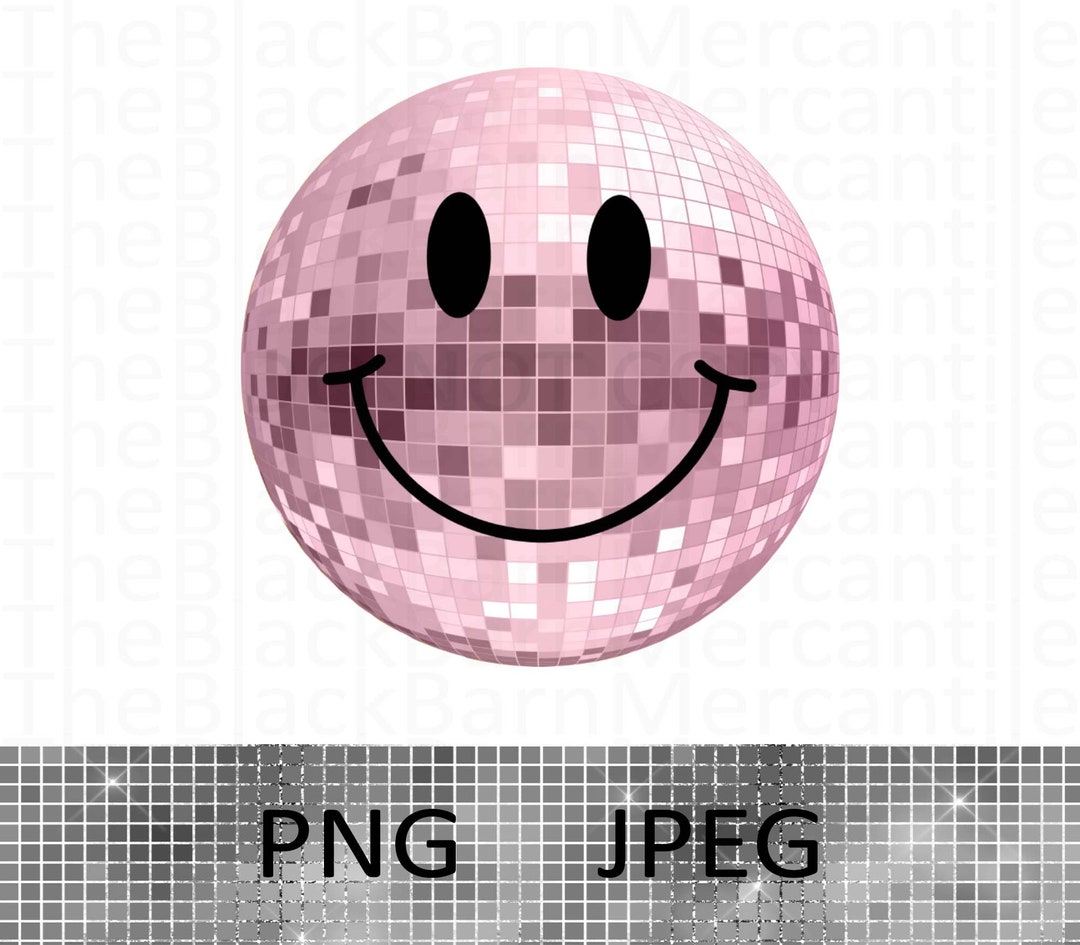 Lavender Smiley Face Disco Ball Clipart: 70s Printable Sticker (digital ...