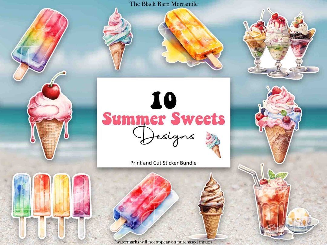 Summer Printable Sticker Bundle, Beach Stickers, Retro Sticker Bundle ...