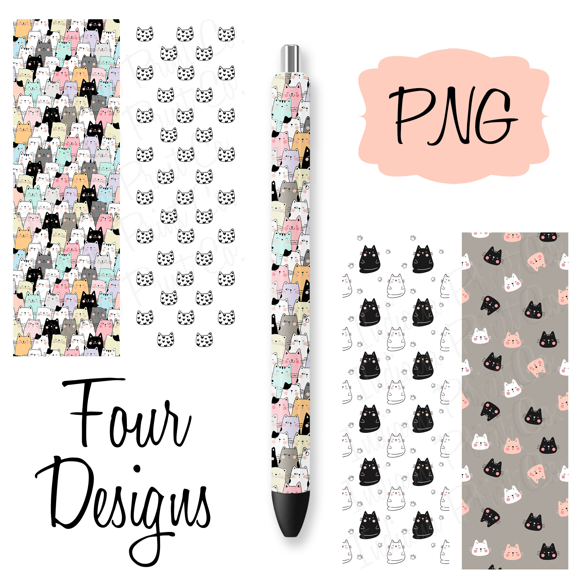 Cute Cat Pen Wraps Four Designs Inkjoy Epoxy Pen Wraps Pen - Etsy