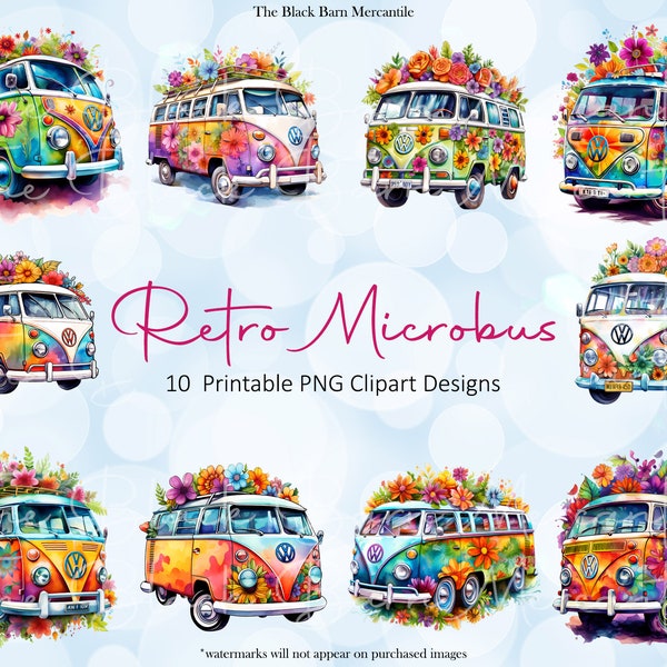 Hippie Van Clipart - Etsy