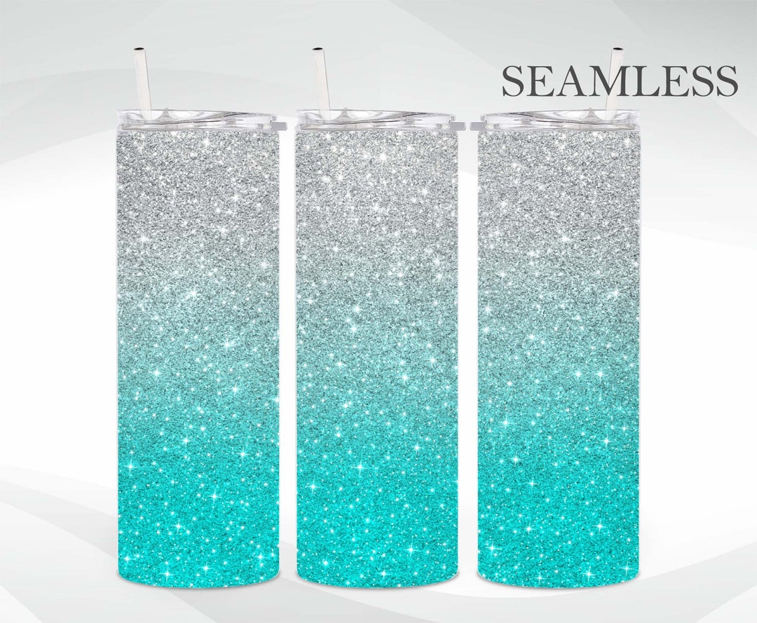 Teal And Silver Glitter 20 Oz Skinny Tumbler Wrap Glitter Tumblers
