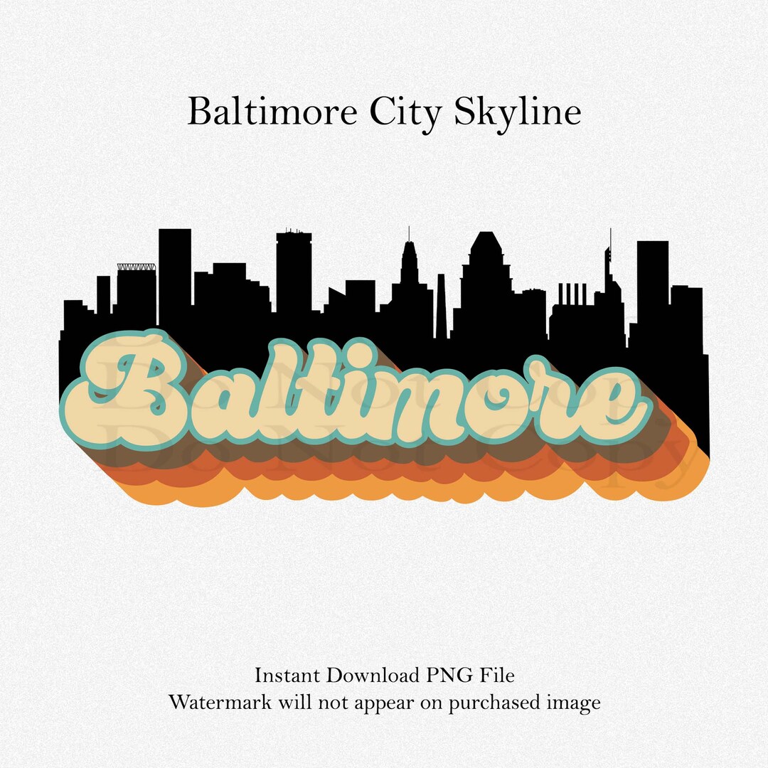 Retro Baltimore City Skyline, Sublimation Design, Maryland Clipart ...