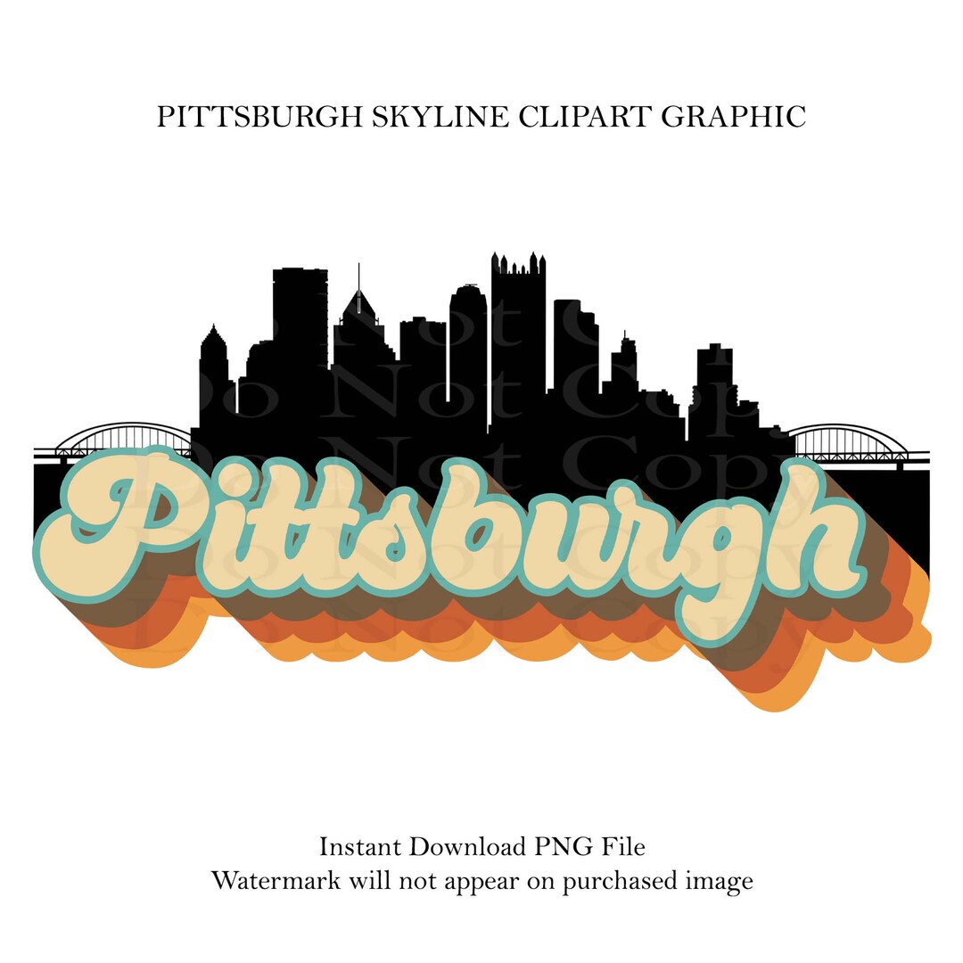 Retro Pittsburgh City Skyline, Sublimation Design, Pennsylvania Clipart ...