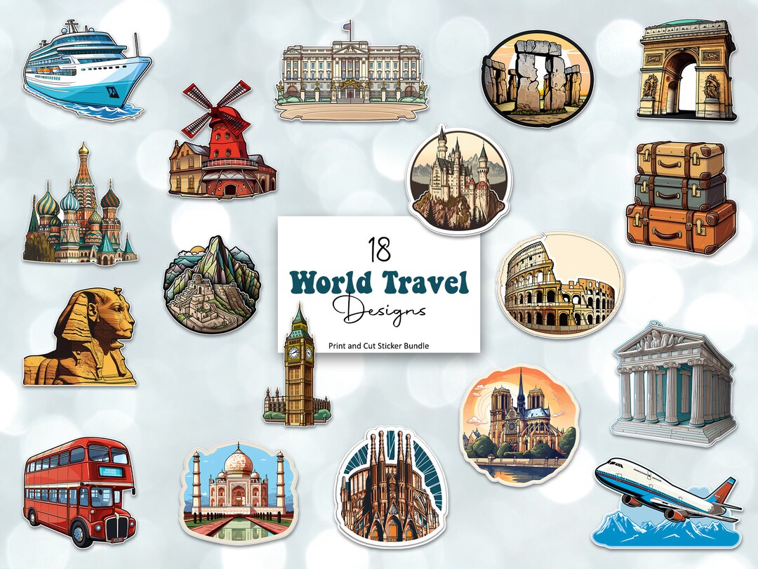 Around the World Travel Printable Sticker Bundle Scrapbook - Etsy