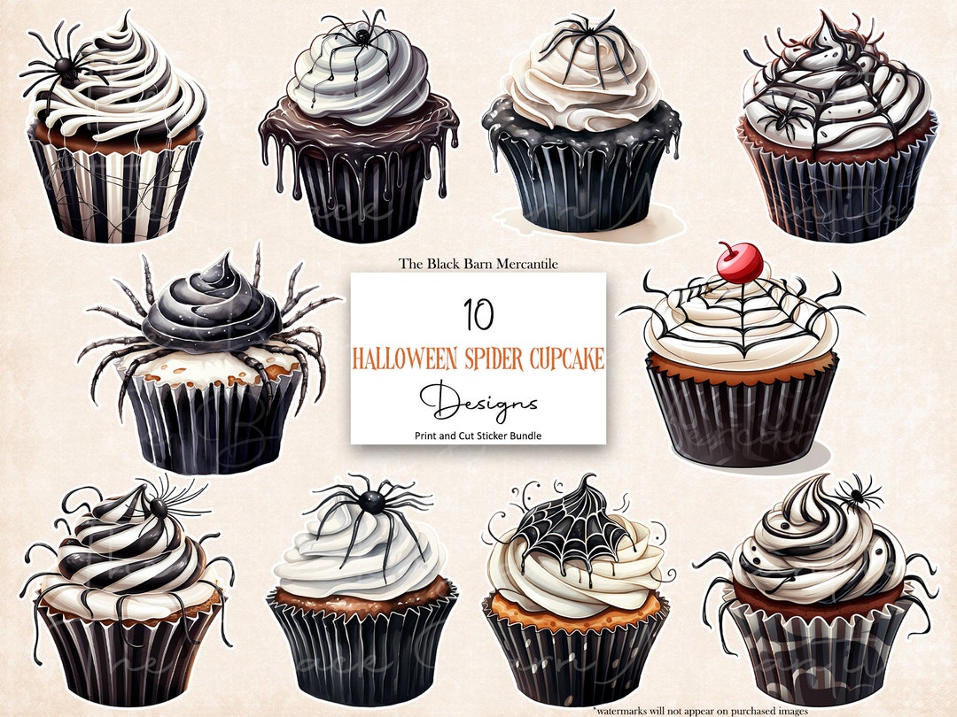 Halloween Spider Cupcake Printable Sticker Bundle, Print and Cut ...