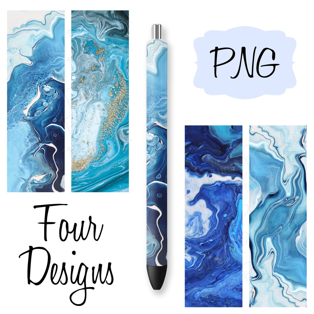 Blue Agate/marble Pen Wraps, Four Designs, Inkjoy Epoxy Pen Wraps, Pen ...
