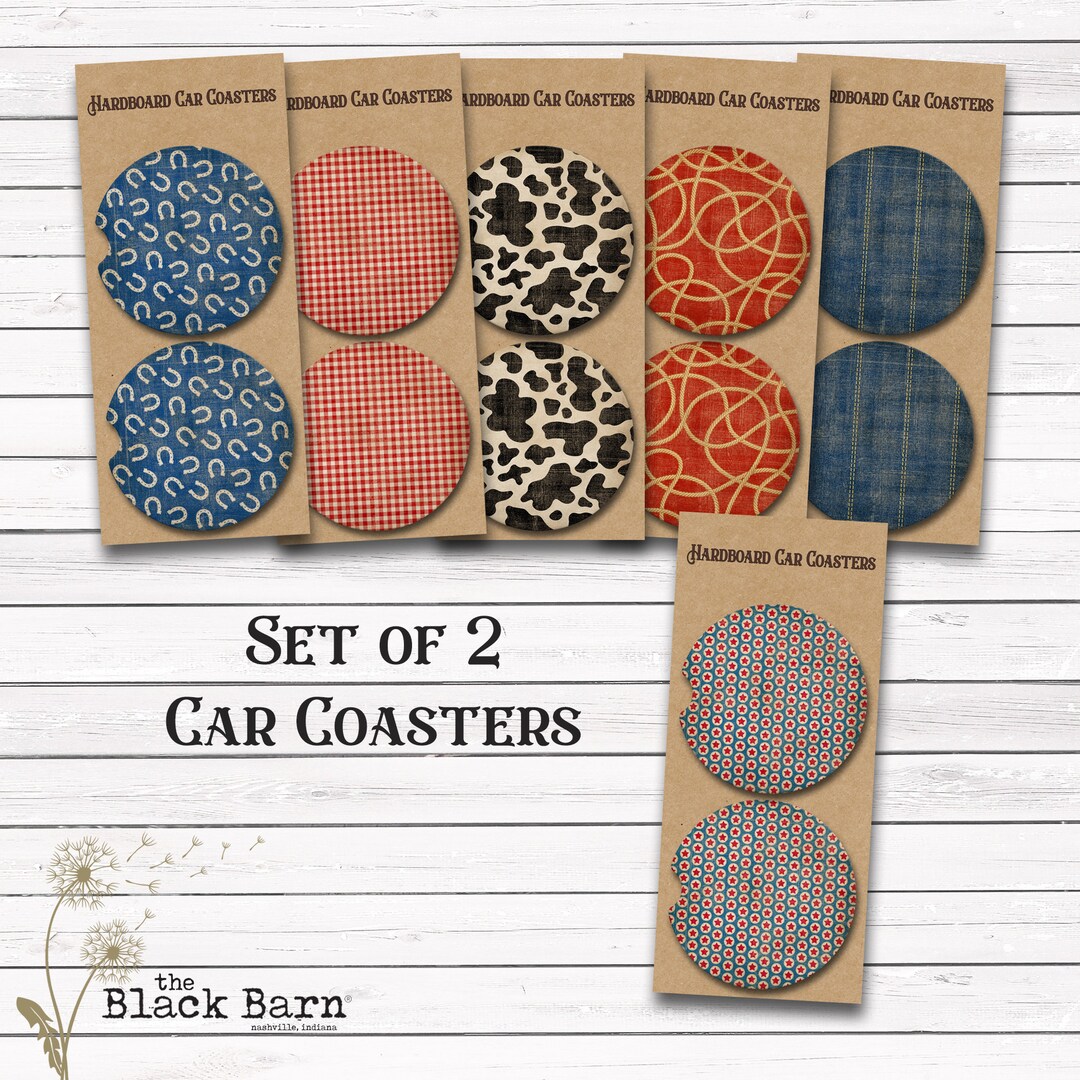 Western Car Coasters, Set of 2, Choose From Ceramic or MDF Hardboard ...