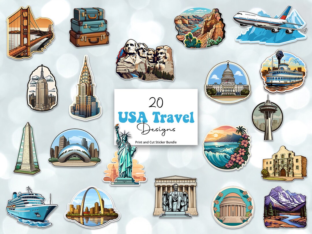US Travel Printable Sticker Bundle Scrapbooking Stickers - Etsy New Zealand