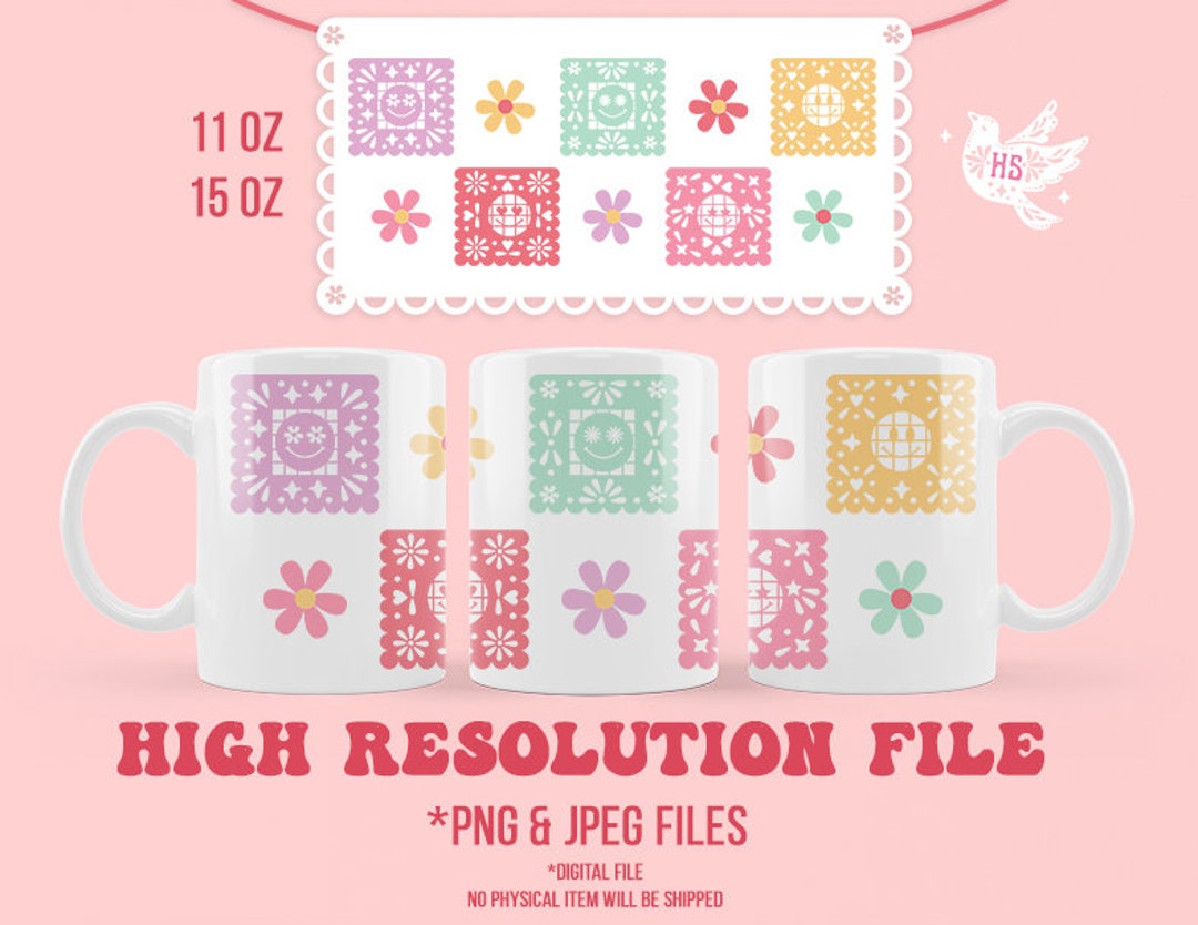 Fiesta Vibes Happy Face PNG, SVG 11 Oz, 15 Oz Sublimation Mug Design ...