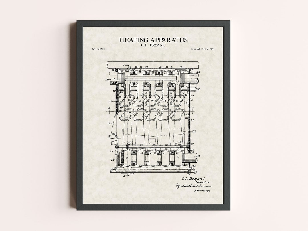 Heater Patent Print Vintage HVAC Wall Art Heating Patent Art Industrial ...