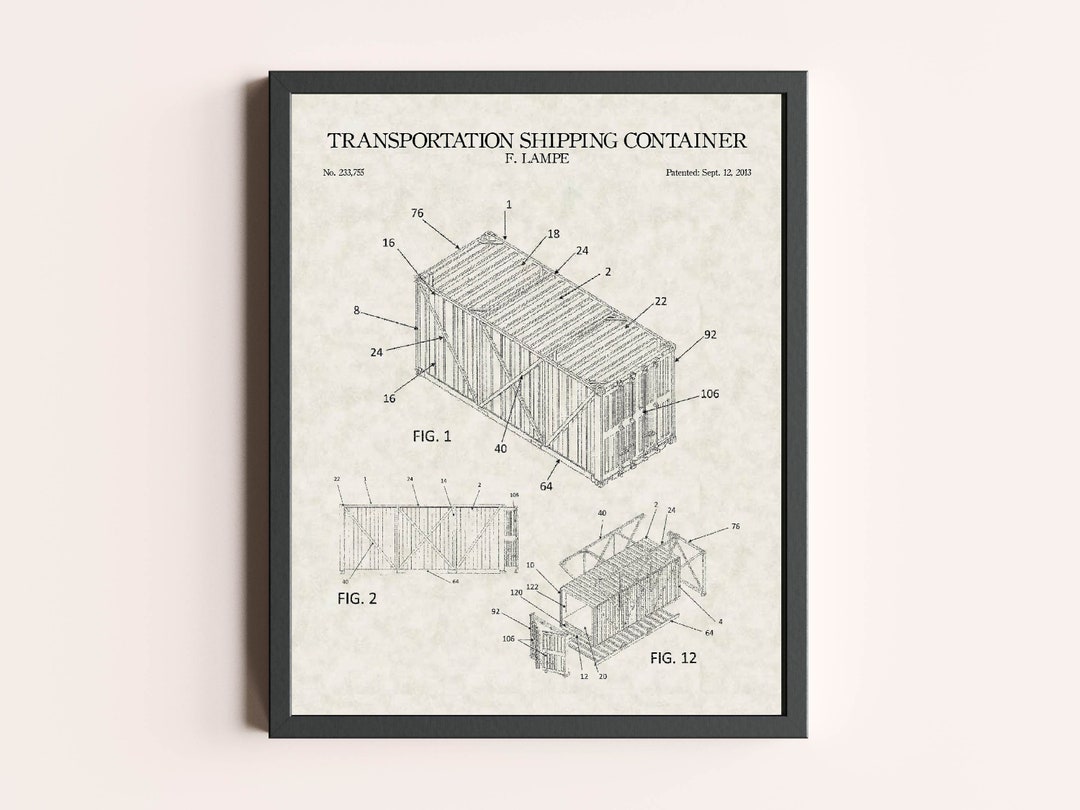 Shipping Container Patent Print | Shipping Transportation Wall Art ...