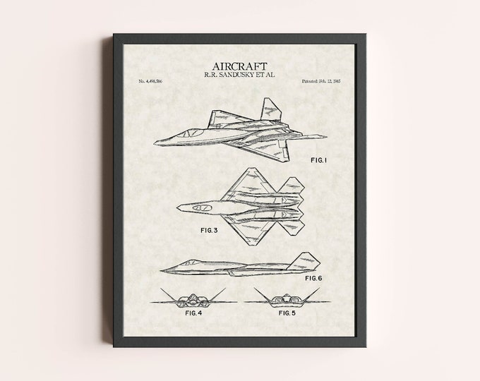 Military Decor Northrop F23 Fighter Stealth Aircraft Patent Plane Art ...