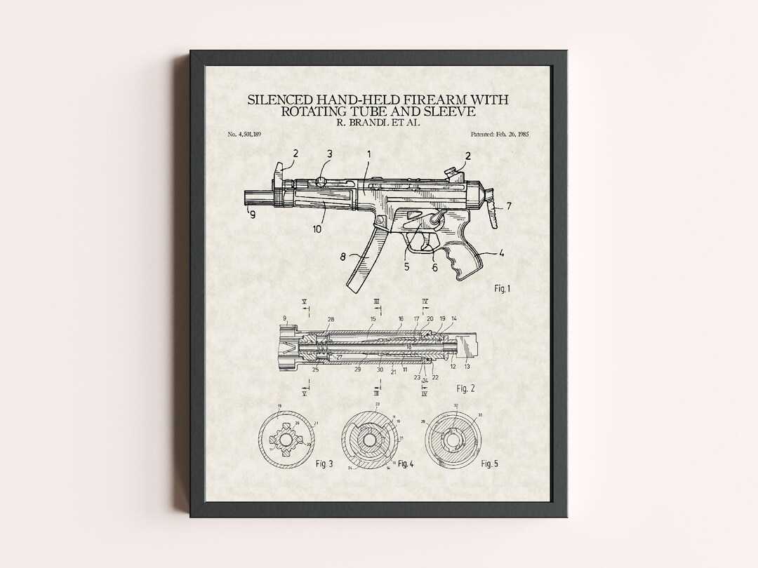 MP5 Submachine Gun Patent Print | Vintage Gun Art Print | Vintage Wall ...