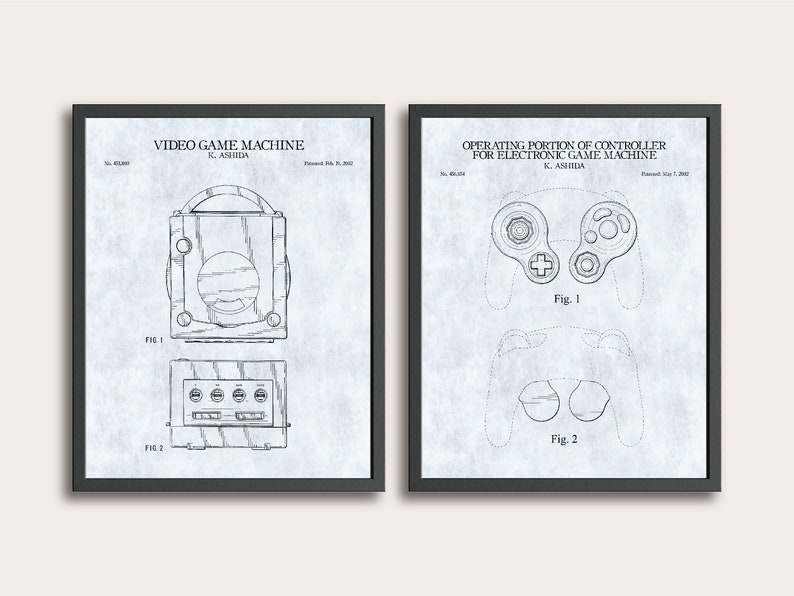 Nintendo Game Cube Console Set of 2 Patent Print | Video Game Patent ...