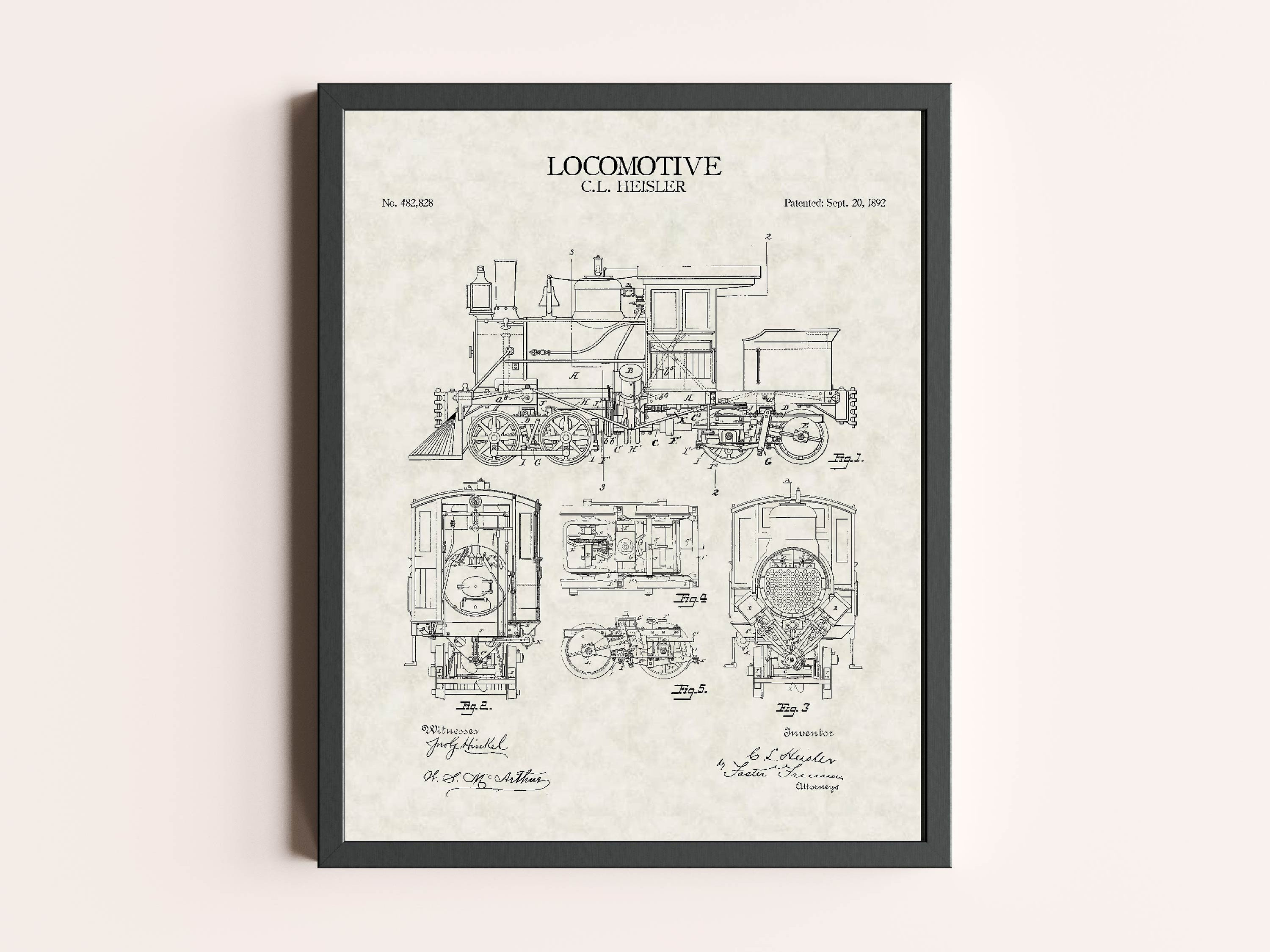 Locomotive Engine Train 1892 Patent Print Vintage Train Art - Etsy