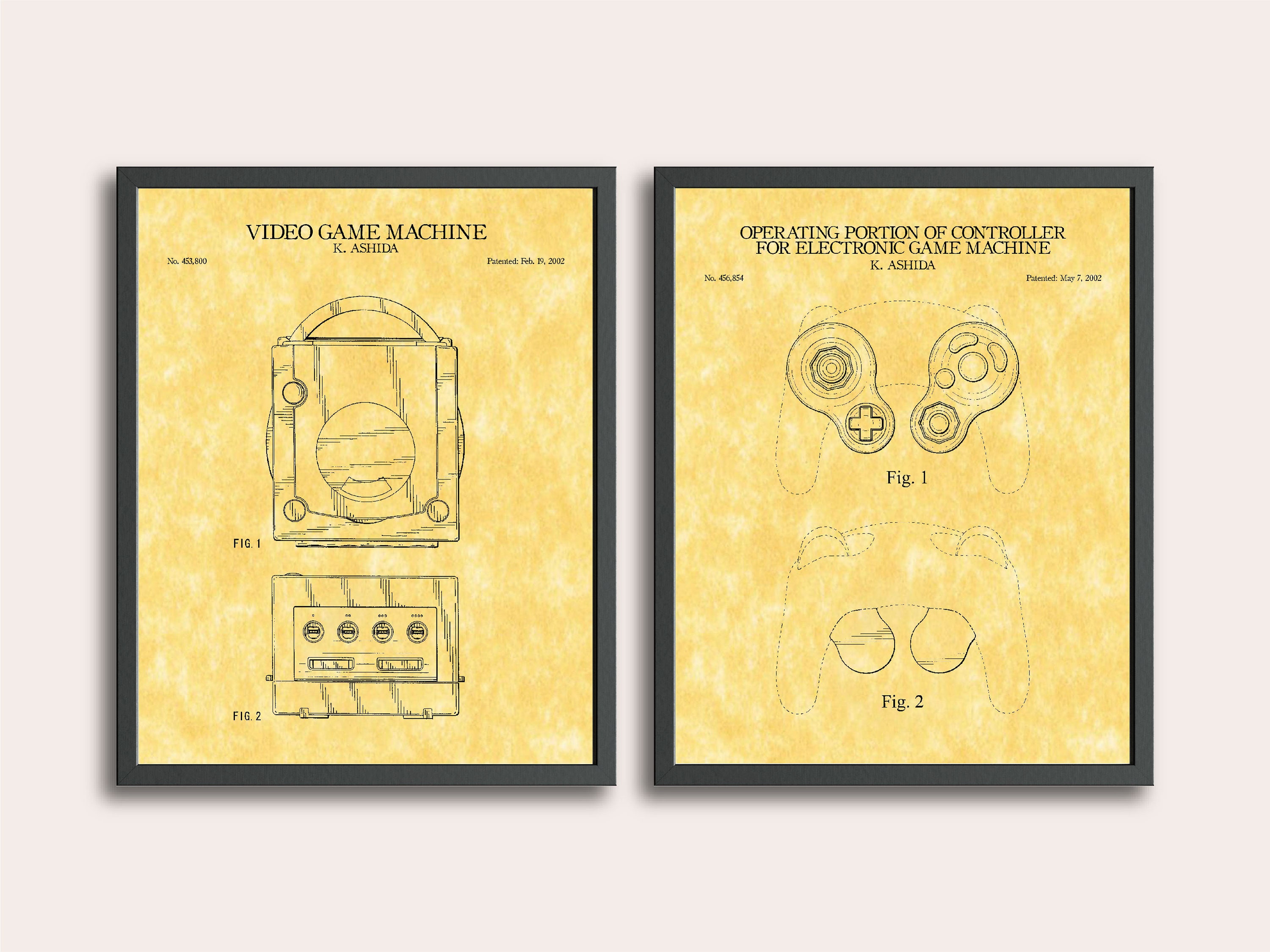 Nintendo Game Cube Console Set of 2 Patent Print | Video Game Patent ...