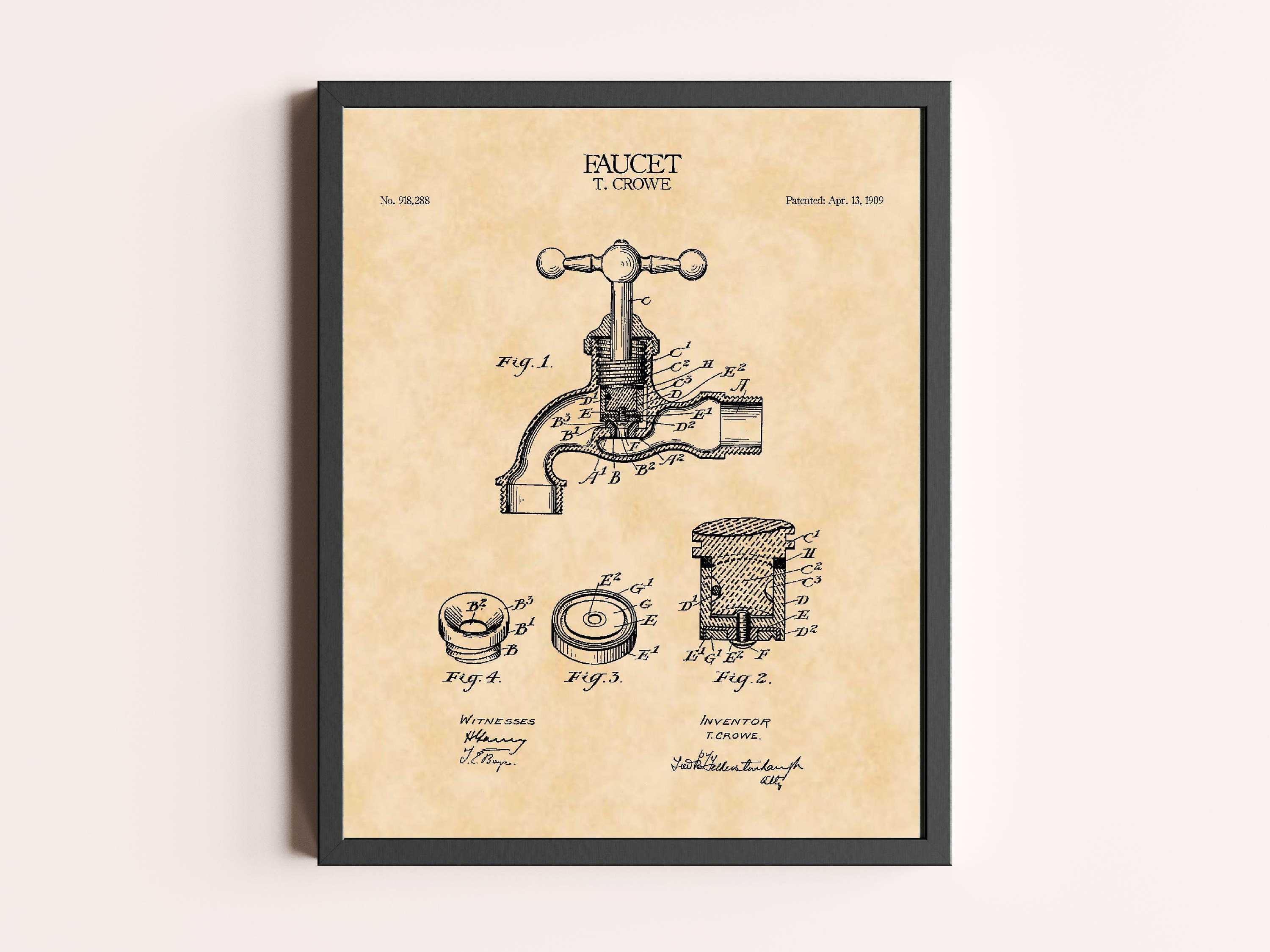 Faucet Patent Print | Bathroom Art Print | Restroom Art Print ...