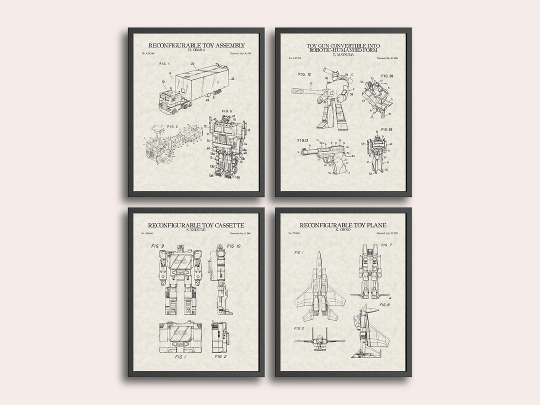 Transformers Set of 4 Patent Print | Vintage Wall Art | Autobots ...