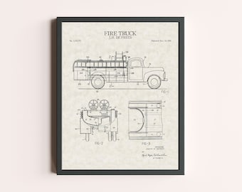 Fire Truck Patent Print - Etsy