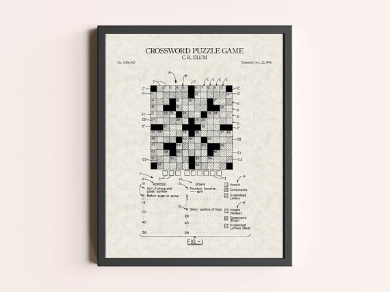 Crossword Puzzle Patent Print Vintage Wall Art Patent Art - Etsy