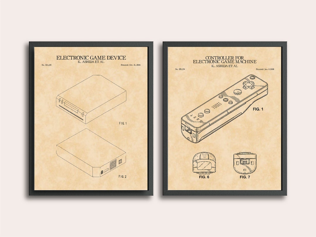 Nintendo Wii Console Set of 2 Patent Print | Video Game Patent Print ...