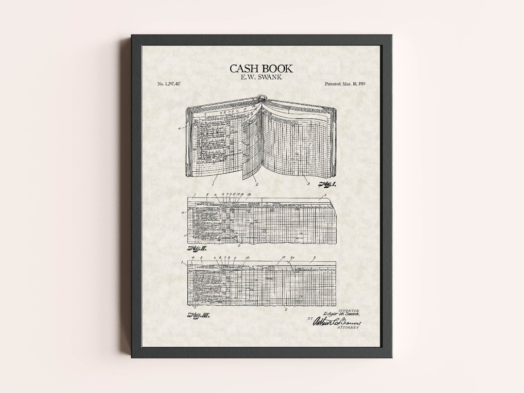 Accountant Cash Book Ledger Patent Print | Accountant Print | Banker ...