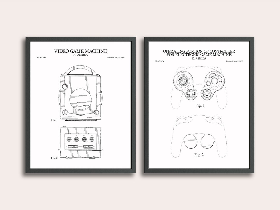 Nintendo Game Cube Console Set of 2 Patent Print | Video Game Patent ...