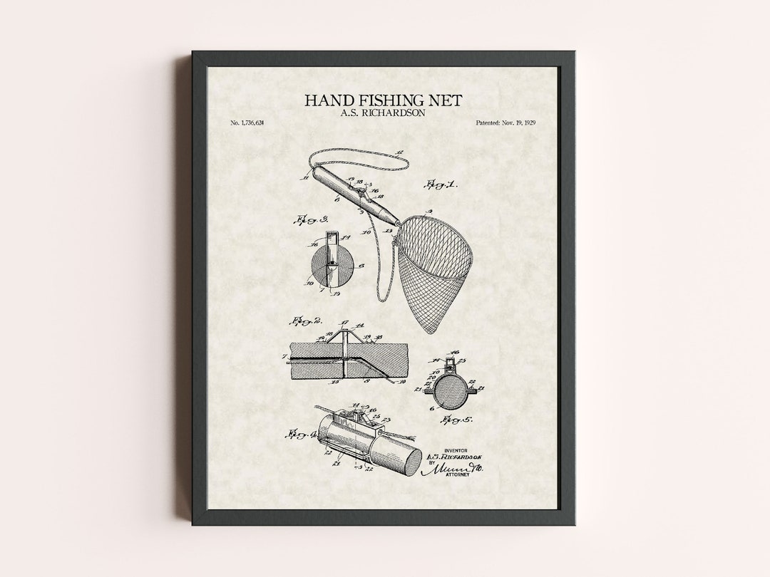 Fishing Net Patent Print | Vintage Wall Art | Patent Art | Home Decor ...