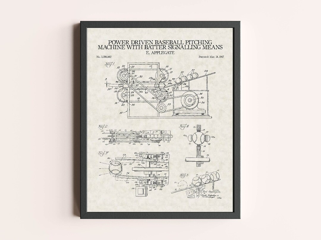 Baseball Pitching Machine Patent Print Baseball Print Sports Print ...