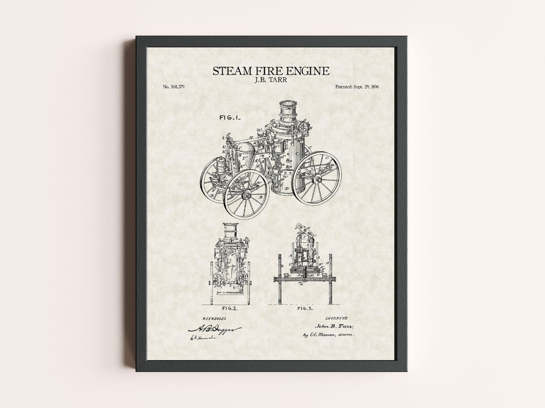 Fire Truck Steam Fire Engine 1896 Patent Print Vintage Fire Engine Art ...