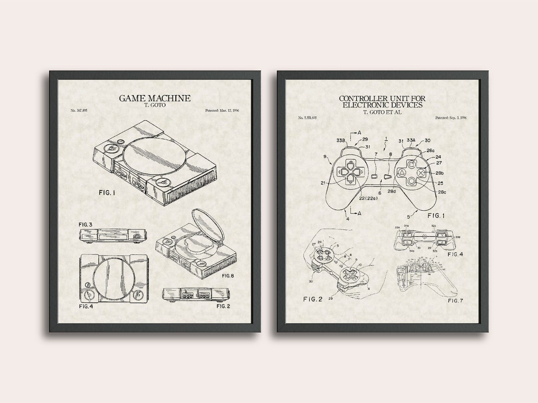 Playstation Console Set of 2 Patent Print | Video Game Patent Print ...