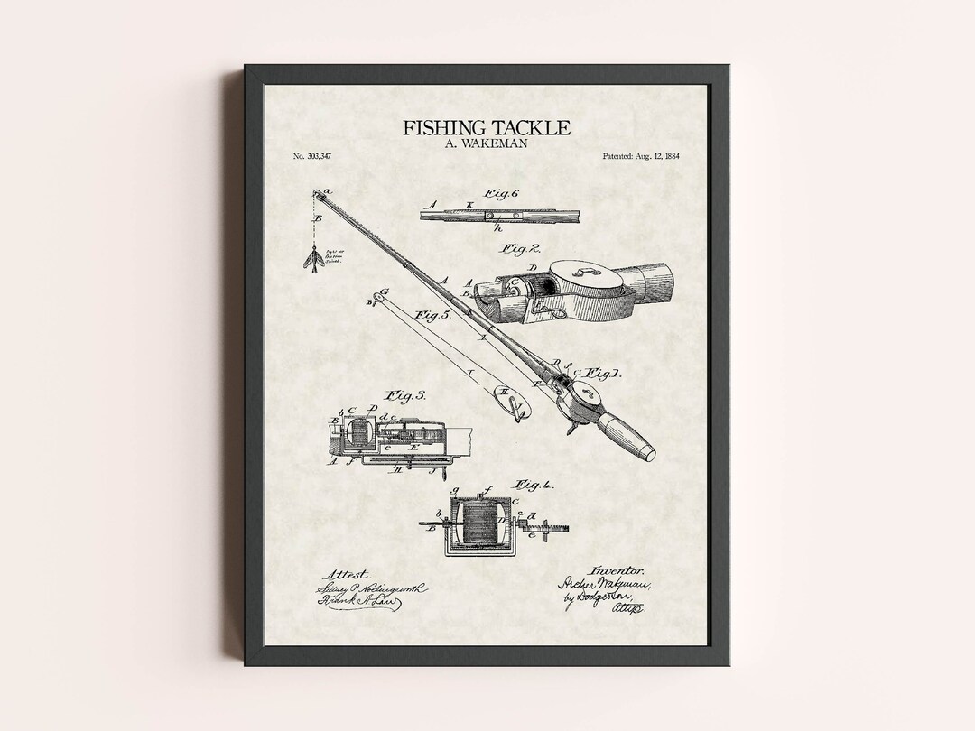 Fishing Rod Patent Print | Vintage Wall Art | Patent Art | Home Decor ...