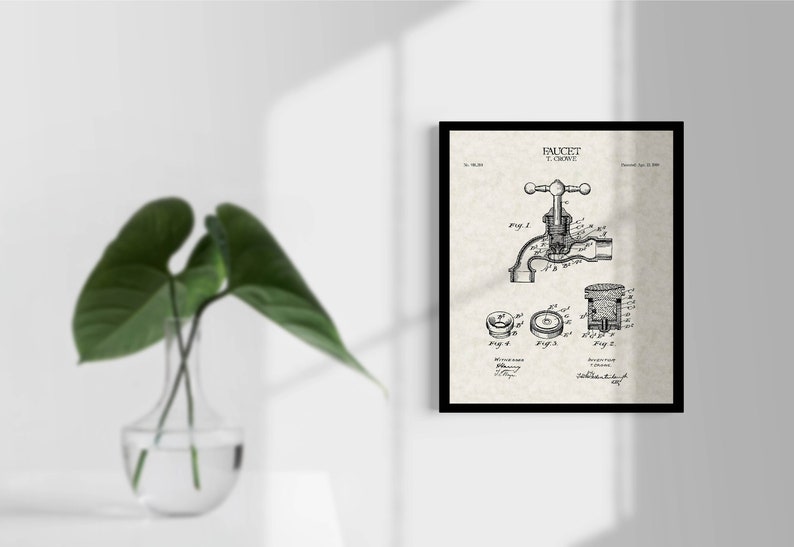 Faucet Patent Print | Bathroom Art Print | Restroom Art Print ...