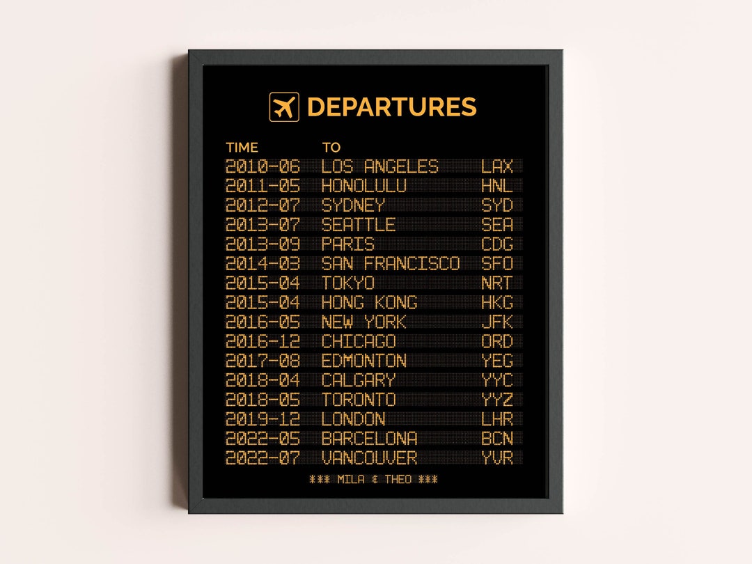 Custom Departures Board Art Print | Travel Art Print | Home Decor ...