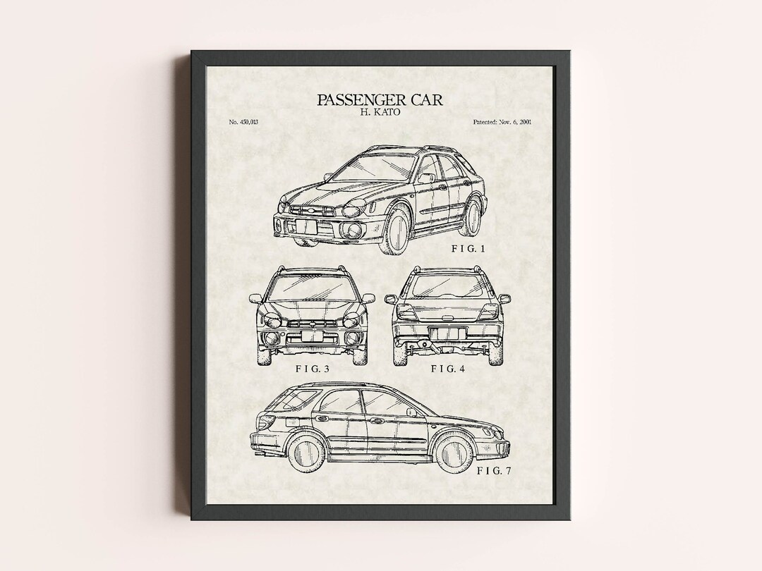 Subaru Wagon 2001 Vehicle Patent Print | Vintage Automobile Wall Art ...