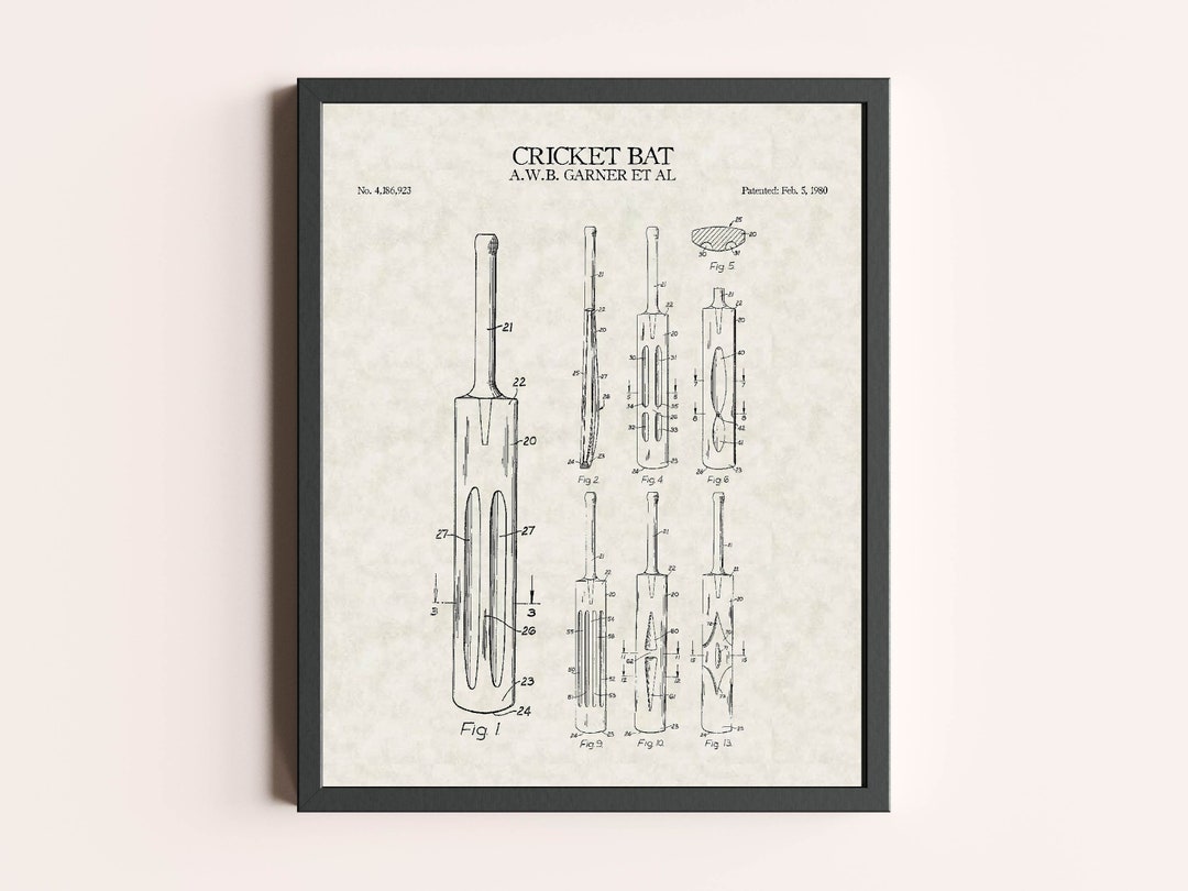 Cricket Bat Patent Print Cricket Print Sports Print Vintage Wall Art ...