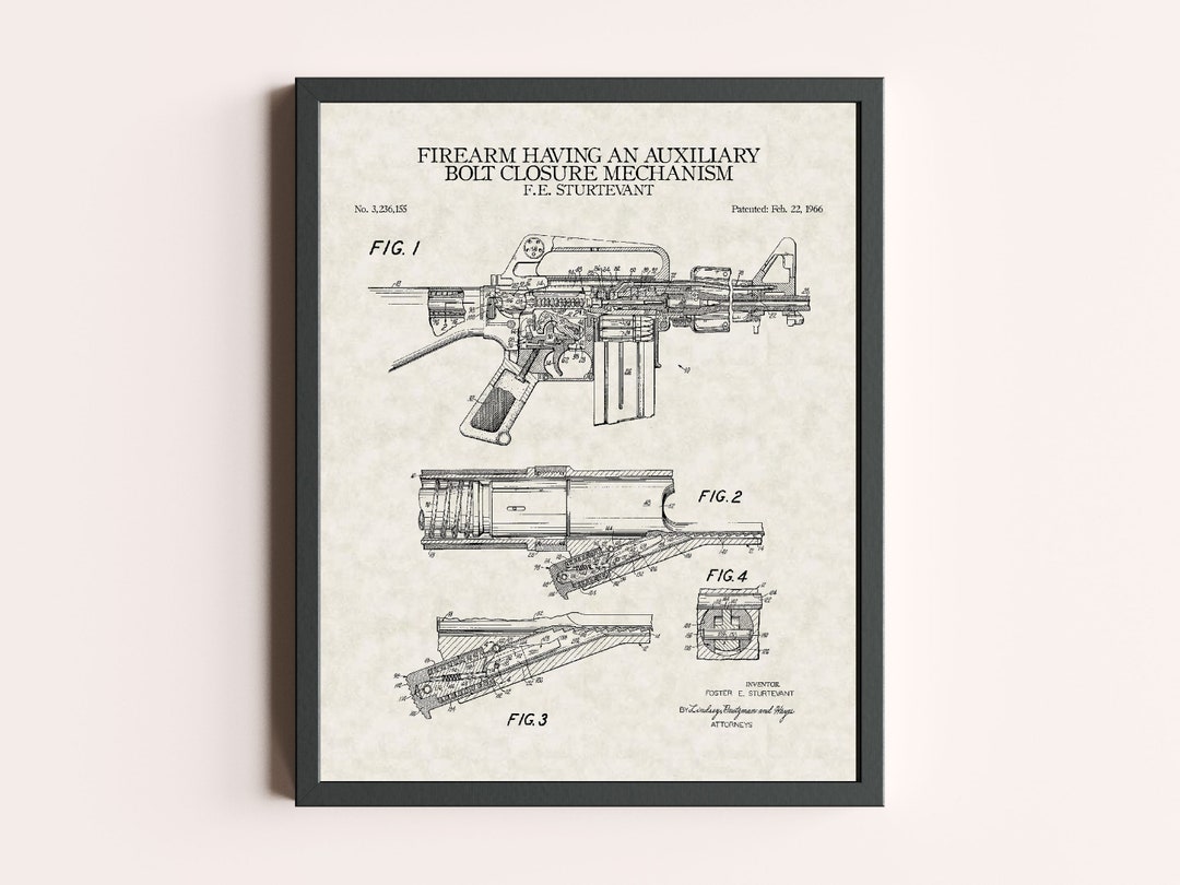 M16 Rifle Patent Print Vintage Rifle Patent Vintage Gun Art Vintage ...