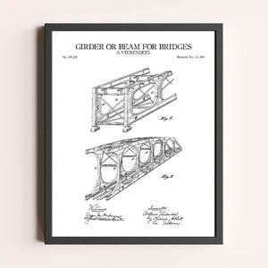 Beam Bridge 1899 Patent Print | Vintage Wall Art | Home Decor | Wall ...
