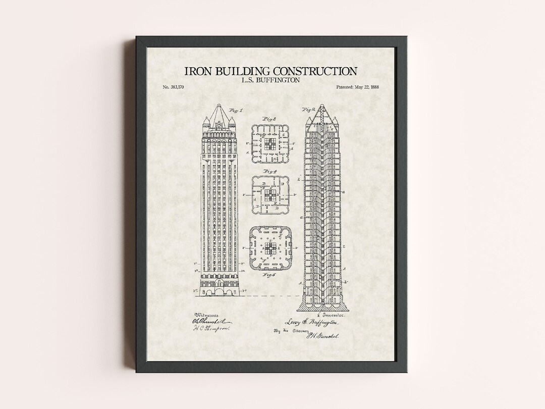 Iron Building Patent Print | Architecture Print | Vintage Wall Art ...