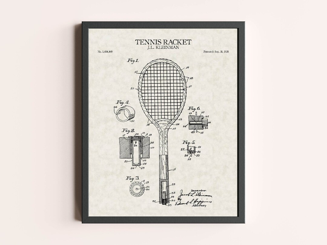 Tennis Racket Patent Print | Sports Print | Vintage Wall Art | Patent ...